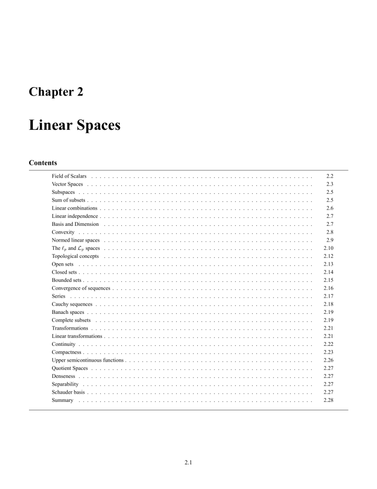 Linear Spaces: Chapter on Vector Spaces, Norms, and Transformations