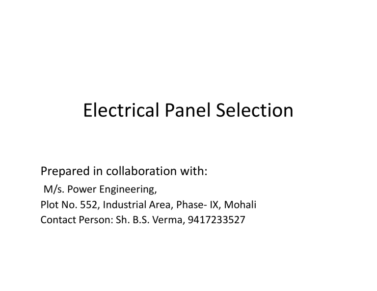 Electrical Panel Selection Guide | Power Systems & Components
