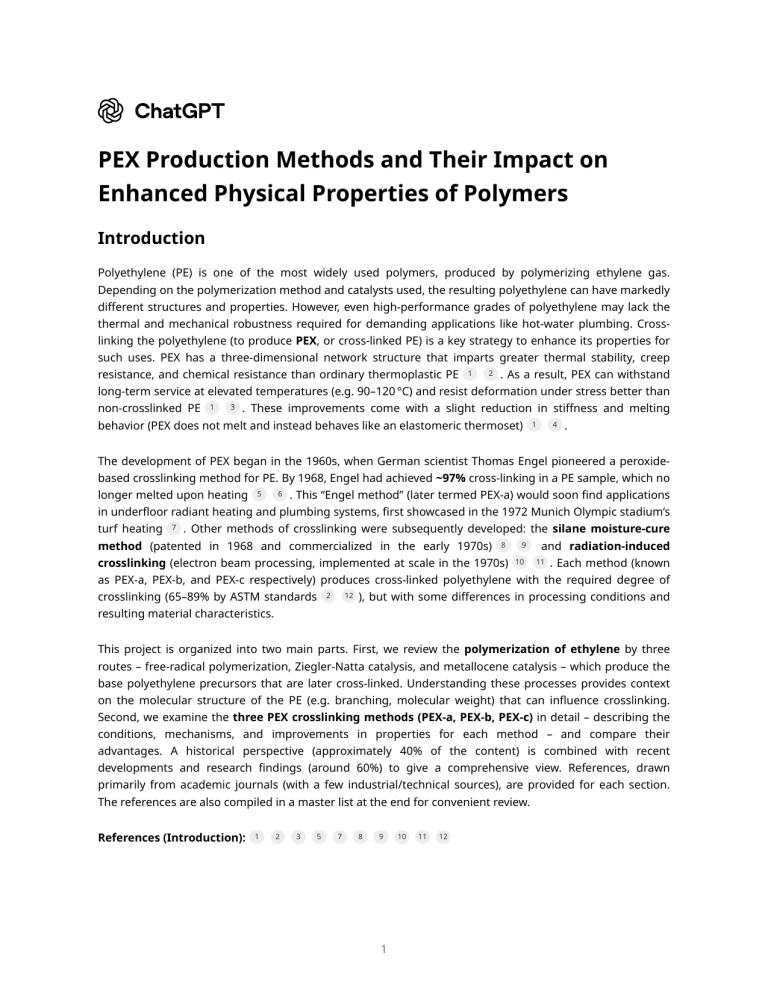 PEX Production & Enhanced Polymer Properties