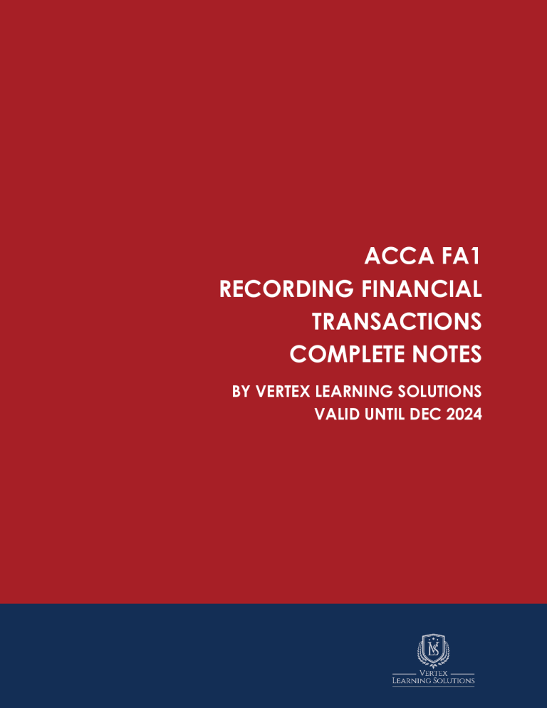 ACCA FA1: Recording Financial Transactions - Complete Notes
