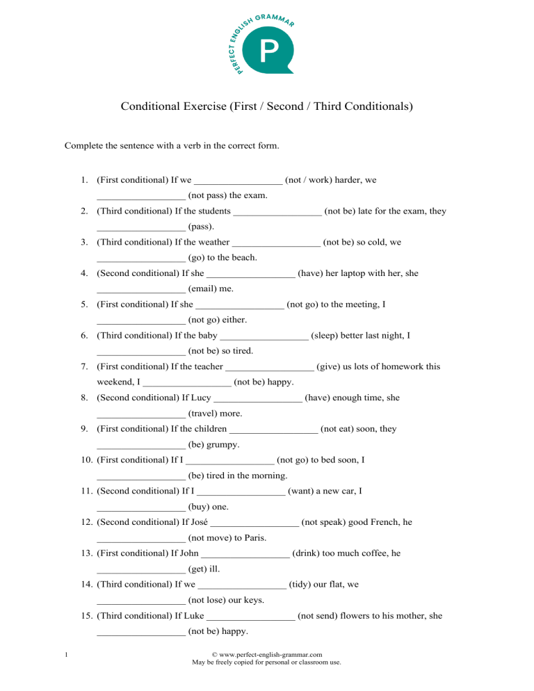 Conditional Sentences: First, Second, Third Conditionals