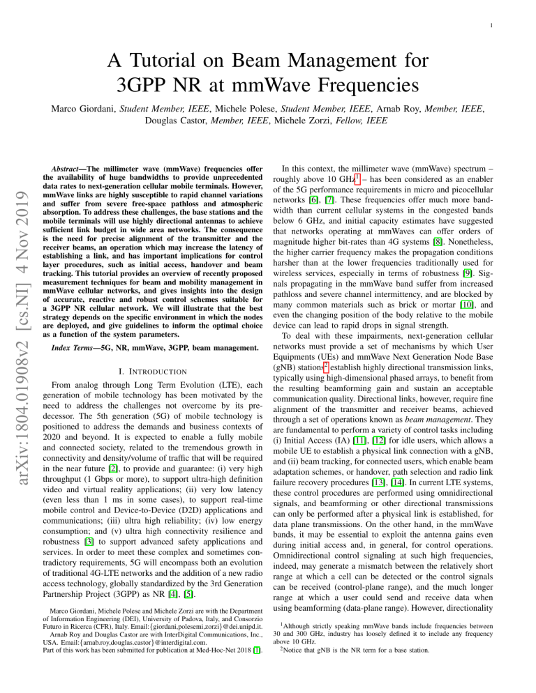 3GPP NR Beam Management at mmWave Frequencies Tutorial