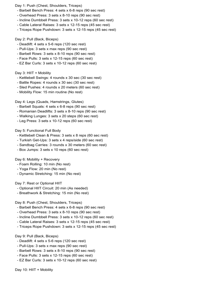 36-Day Workout Plan: Strength, HIIT & Mobility