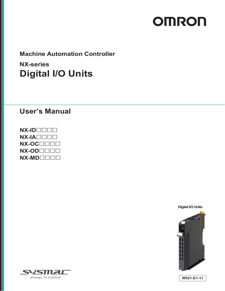 NX-series Digital I/O Units User Manual