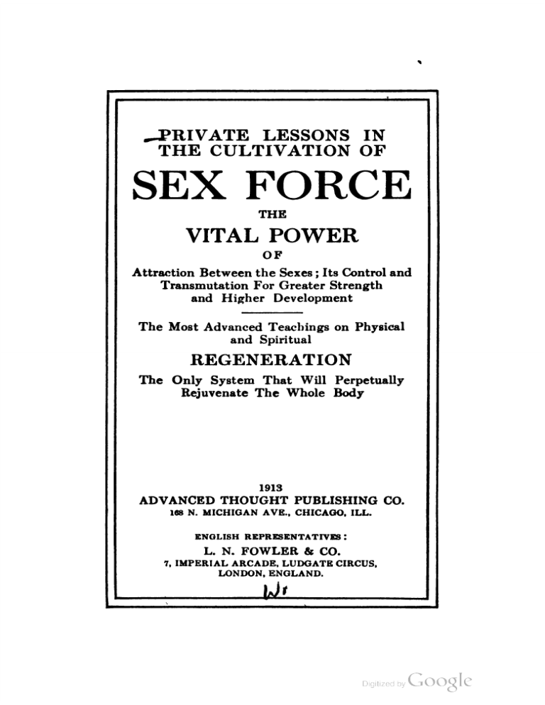 1913 Privatelessonsinthecultivationofsexforce