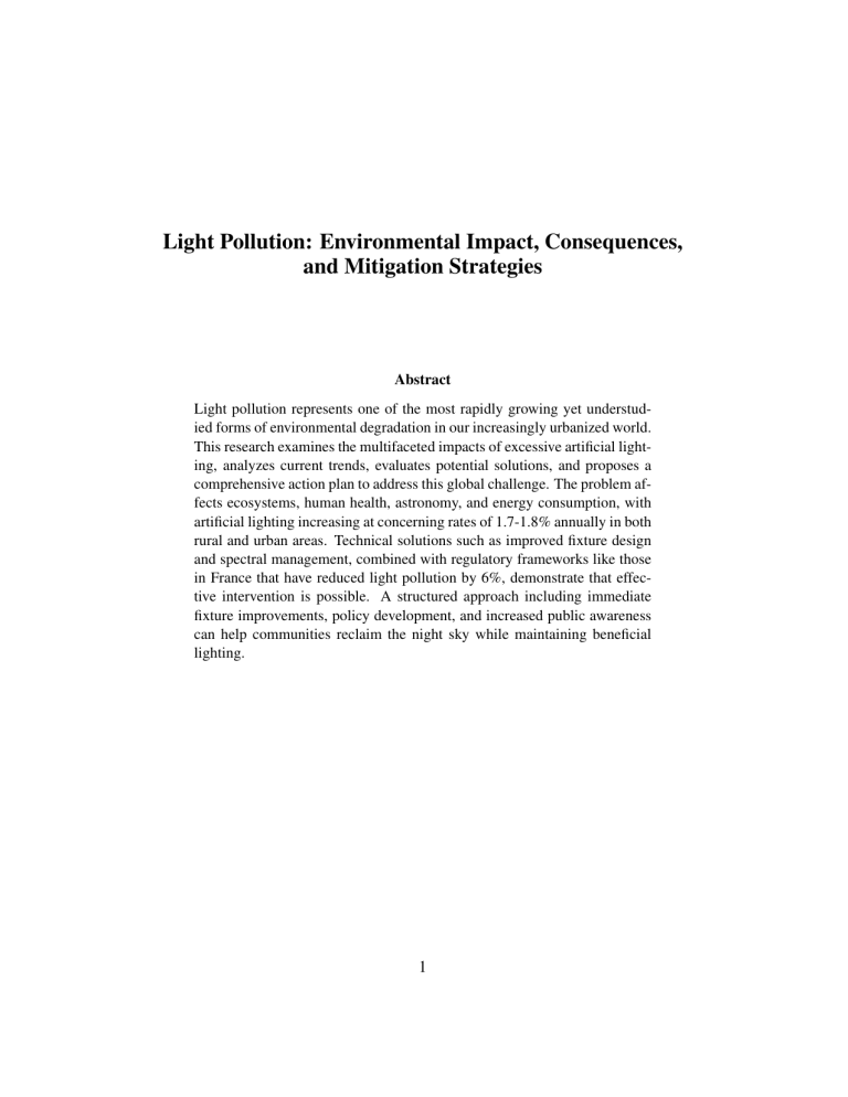 Light Pollution: Environmental Impact & Mitigation Strategies