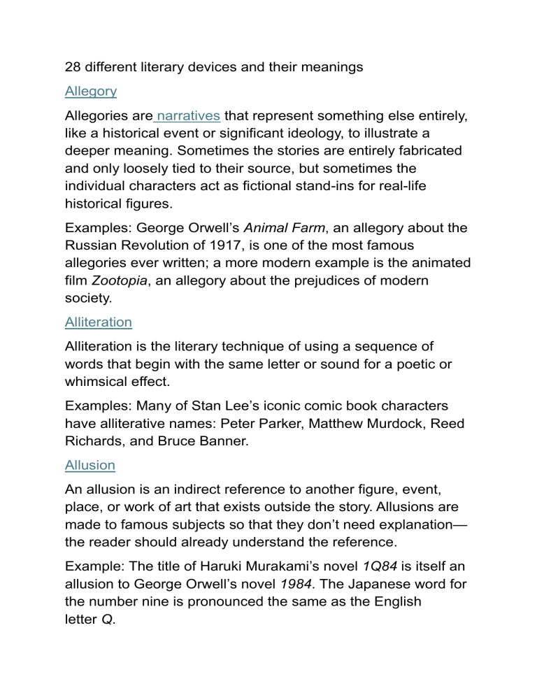 28 Literary Devices: Definitions & Examples