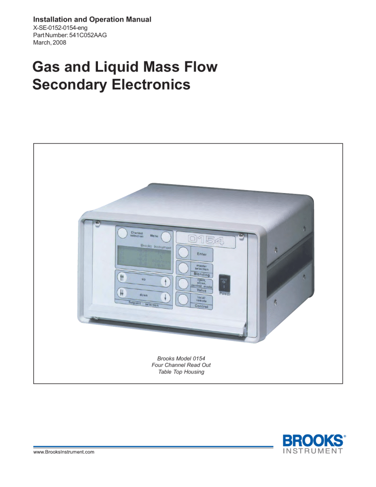 Brooks 0152/0154 Mass Flow Controller Manual