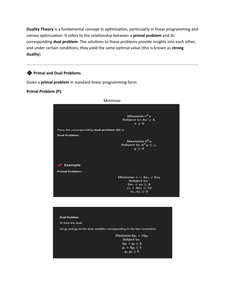 Duality Theory In Linear Programming Primal And Dual Problems