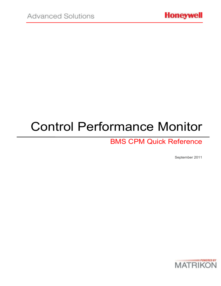 BMS CPM Quick Reference Guide - Control Performance Monitor