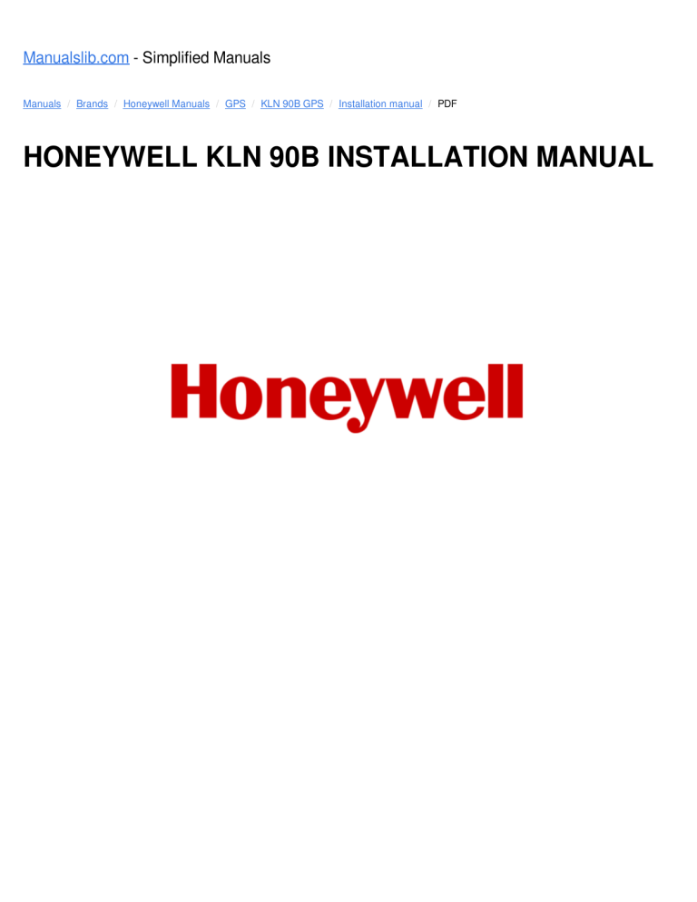 KLN 90B GPS RNAV Installation Manual