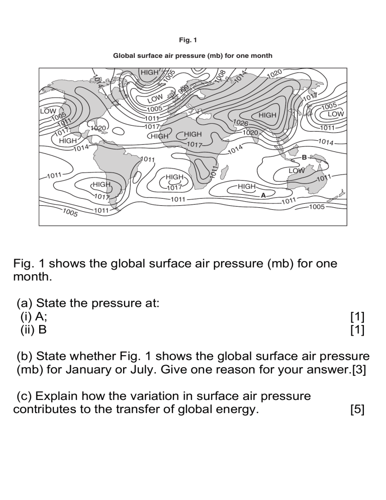 Global Air Pressure Exam Question
