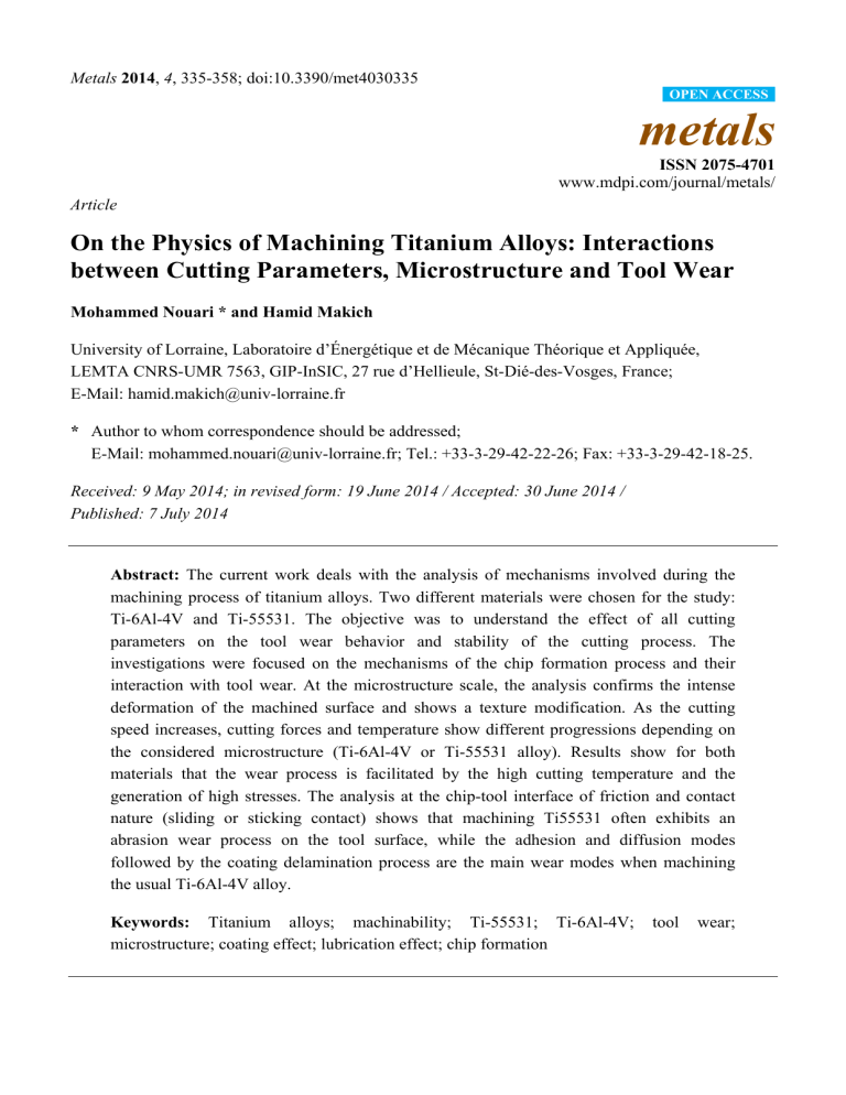 Machining Titanium Alloys: Cutting Parameters & Tool Wear