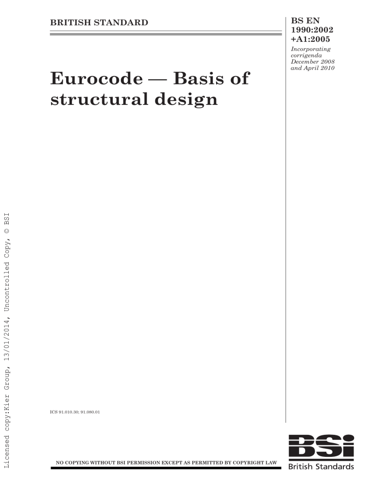BS EN 1990: Eurocode - Basis of Structural Design