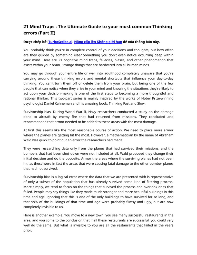 Mind Traps: Cognitive Biases & Thinking Errors