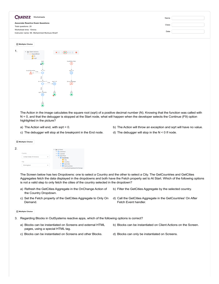 OutSystems Reactive Exam Questions Worksheet