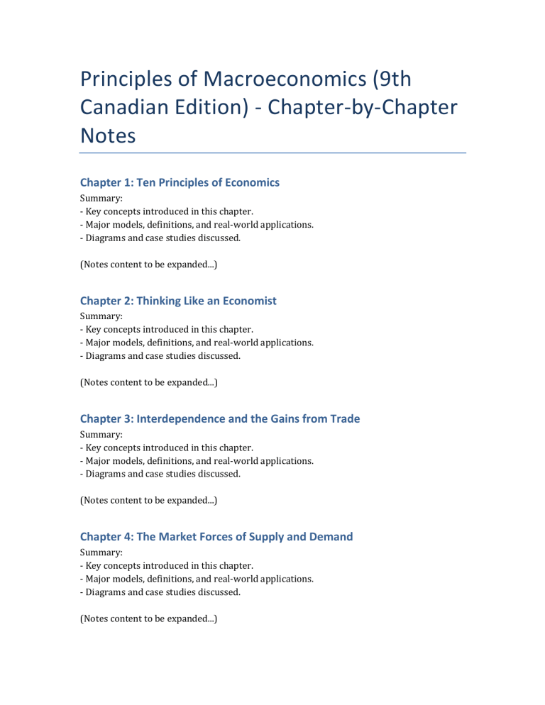 Macroeconomics Chapter Notes (9th Canadian Ed.)