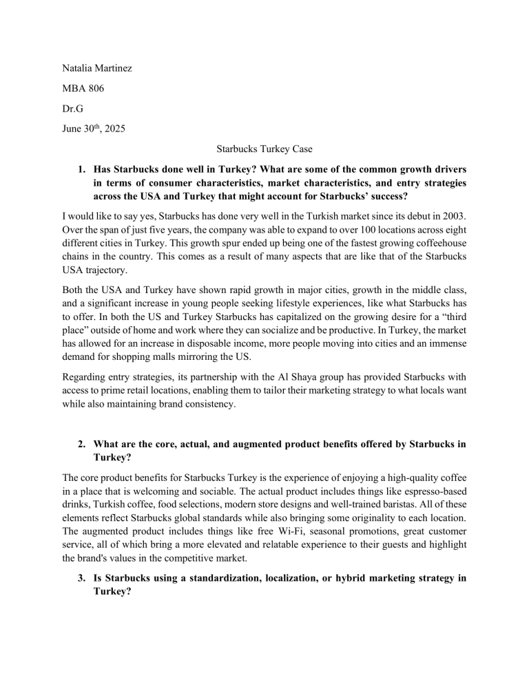 Starbucks Turkey Case Study: Growth & Marketing Analysis