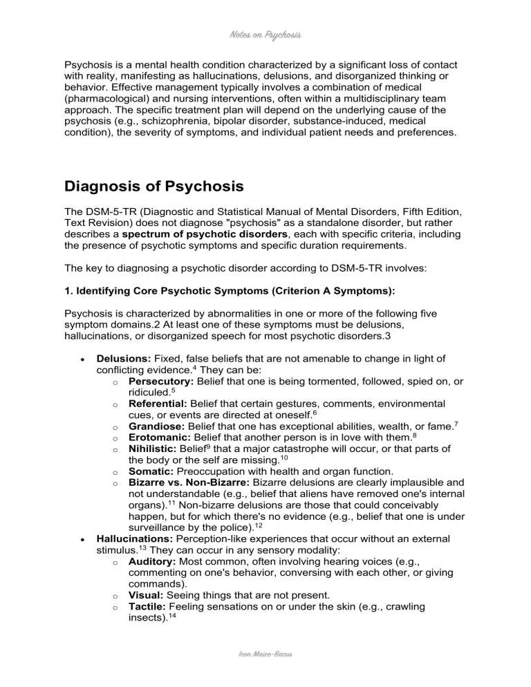 Psychosis: Symptoms, Diagnosis & DSM-5 Criteria