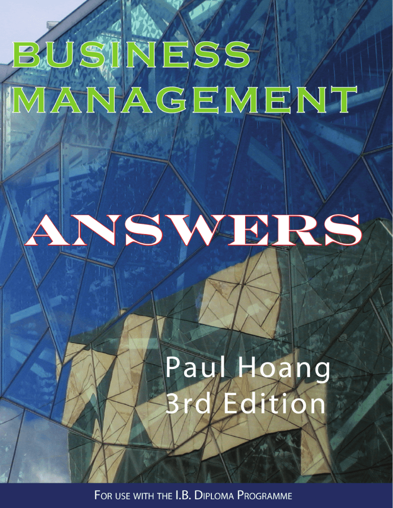 IB Business Management Answer Key (3rd Ed)