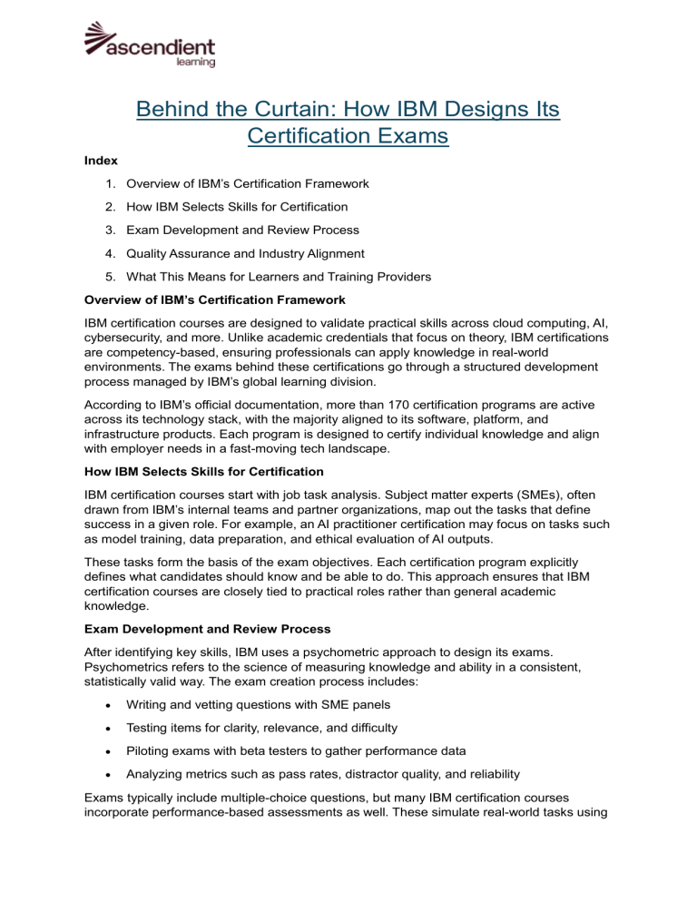 IBM Certification Exam Design: A Behind-the-Scenes Look