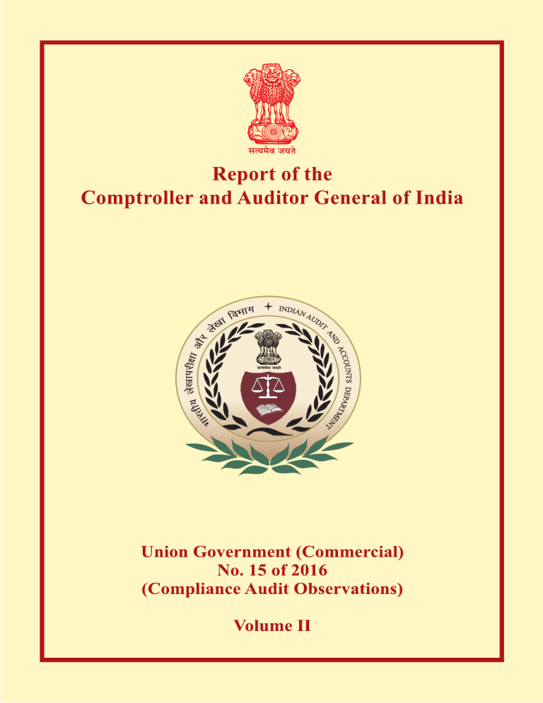 CAG India Audit Report 2015: Commercial Compliance