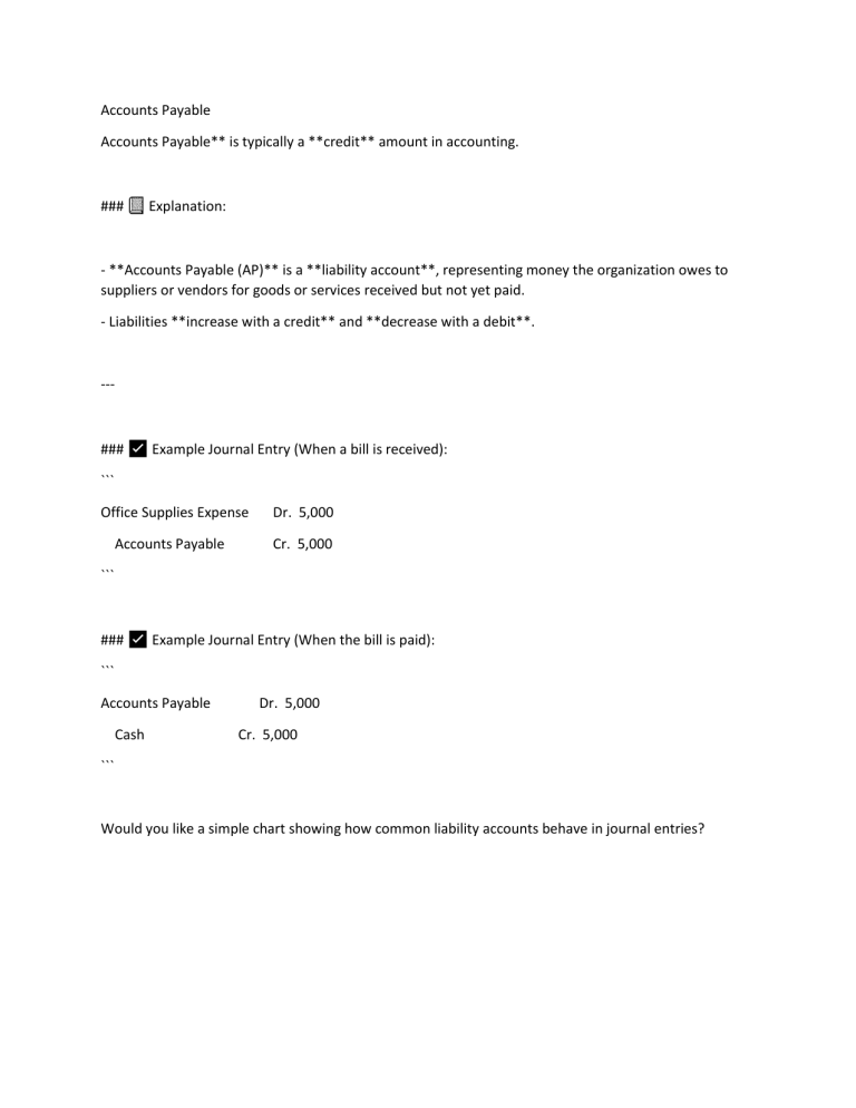 Accounts Payable: Definition & Journal Entries