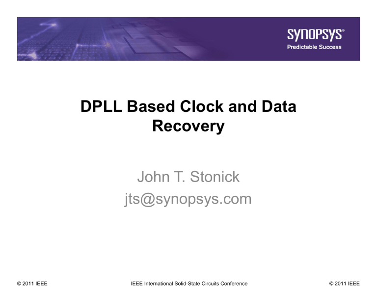 DPLL Clock & Data Recovery: Architecture & Modeling