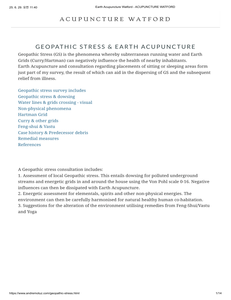Geopathic Stress & Earth Acupuncture: An Overview