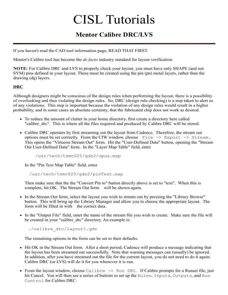 Calibre DRC/LVS Tutorial: Layout Verification Guide