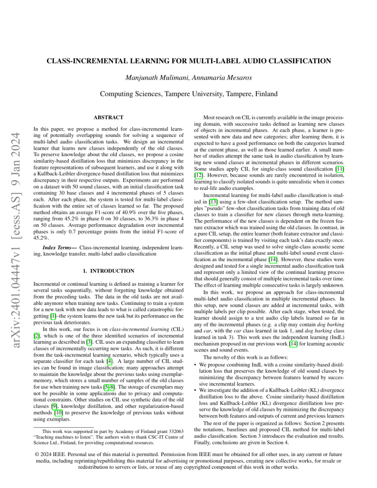 Class-Incremental Learning for Audio Classification