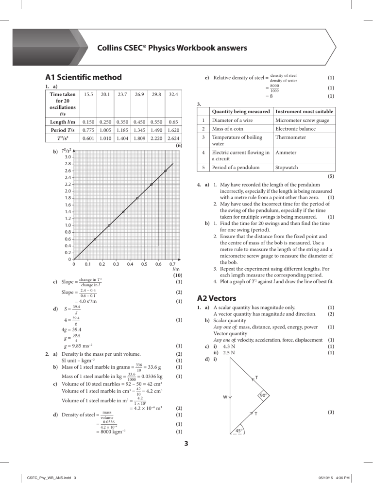 CSEC Physics Workbook Answers