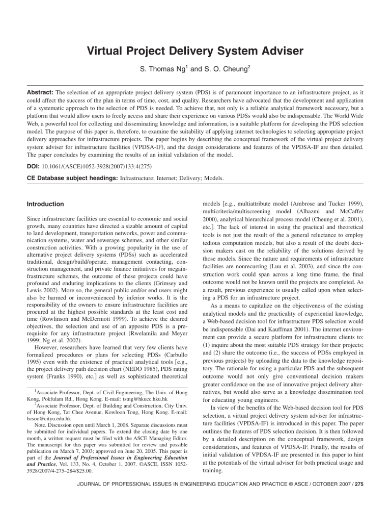 Virtual Project Delivery System Adviser