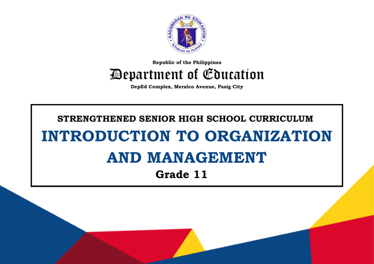 Grade 11 Intro to Organization & Management Curriculum