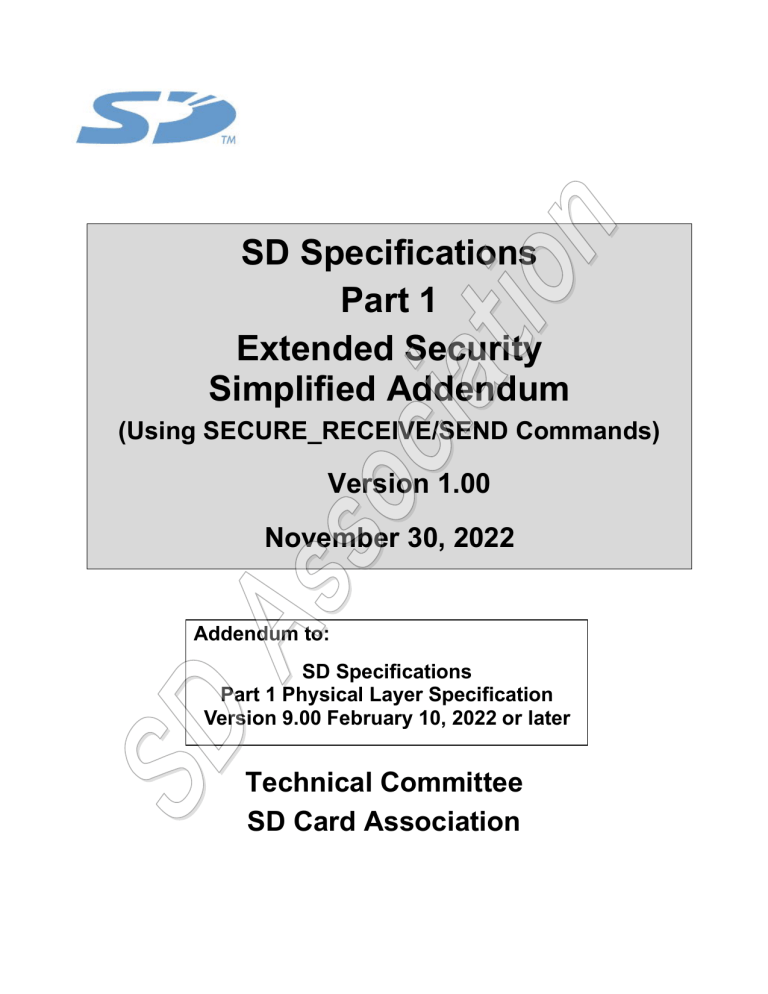 SD Card Extended Security Specification Addendum