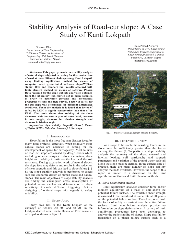 Road-Cut Slope Stability Analysis: Kanti Lokpath Case Study