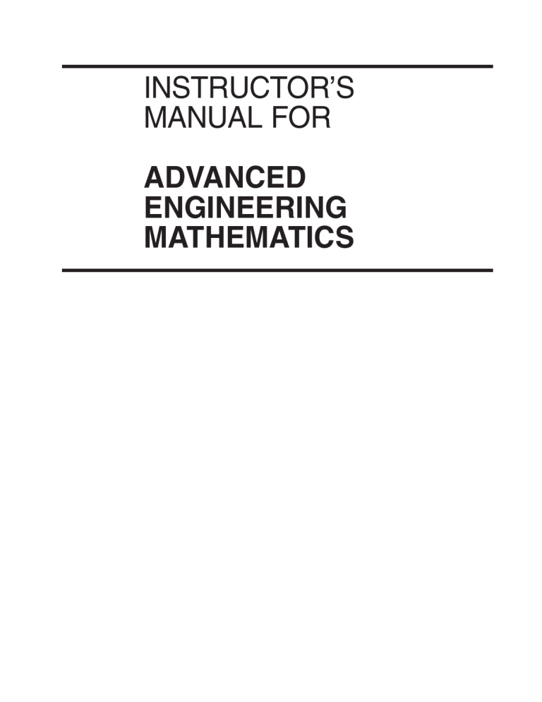 INSTRUCTORS MANUAL FOR ADVANCED ENGINEER