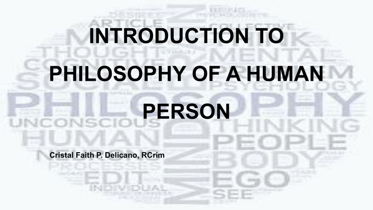 Introduction to Philosophy of a Human Person