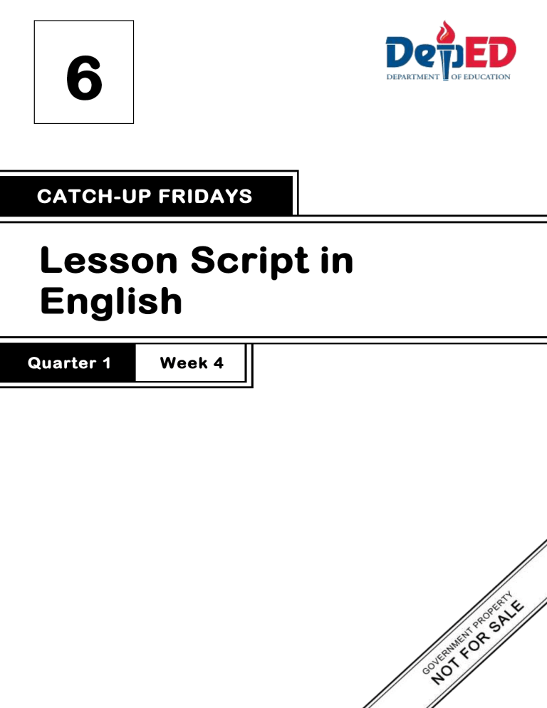 English Lesson Script: Film Conventions - Quarter 1, Week 4
