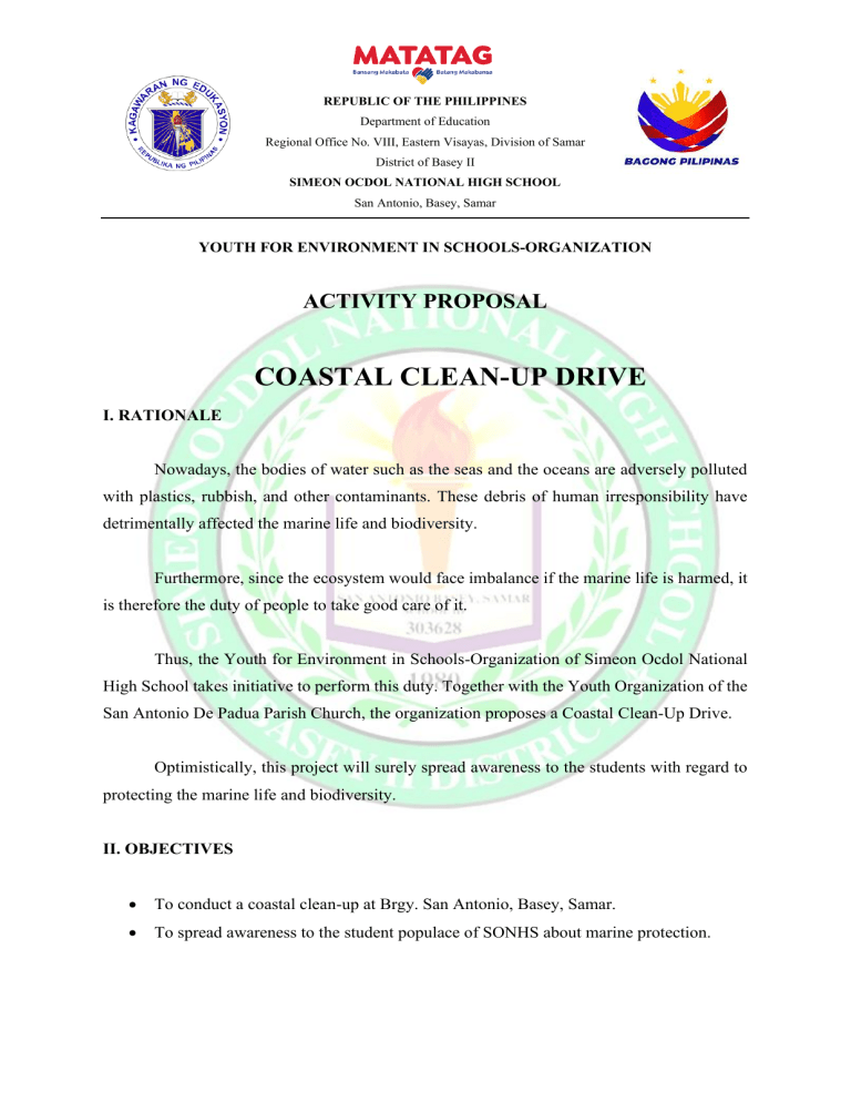 Coastal Clean-Up Drive Activity Proposal