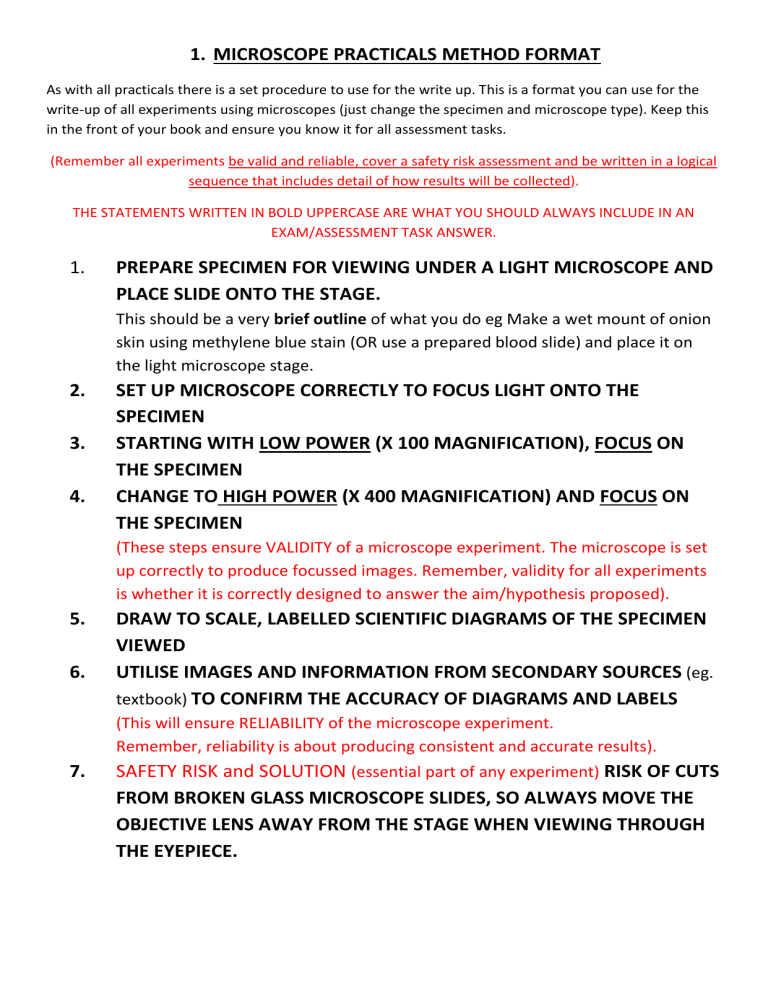 Microscope Practical Method: Specimen & Safety Guide