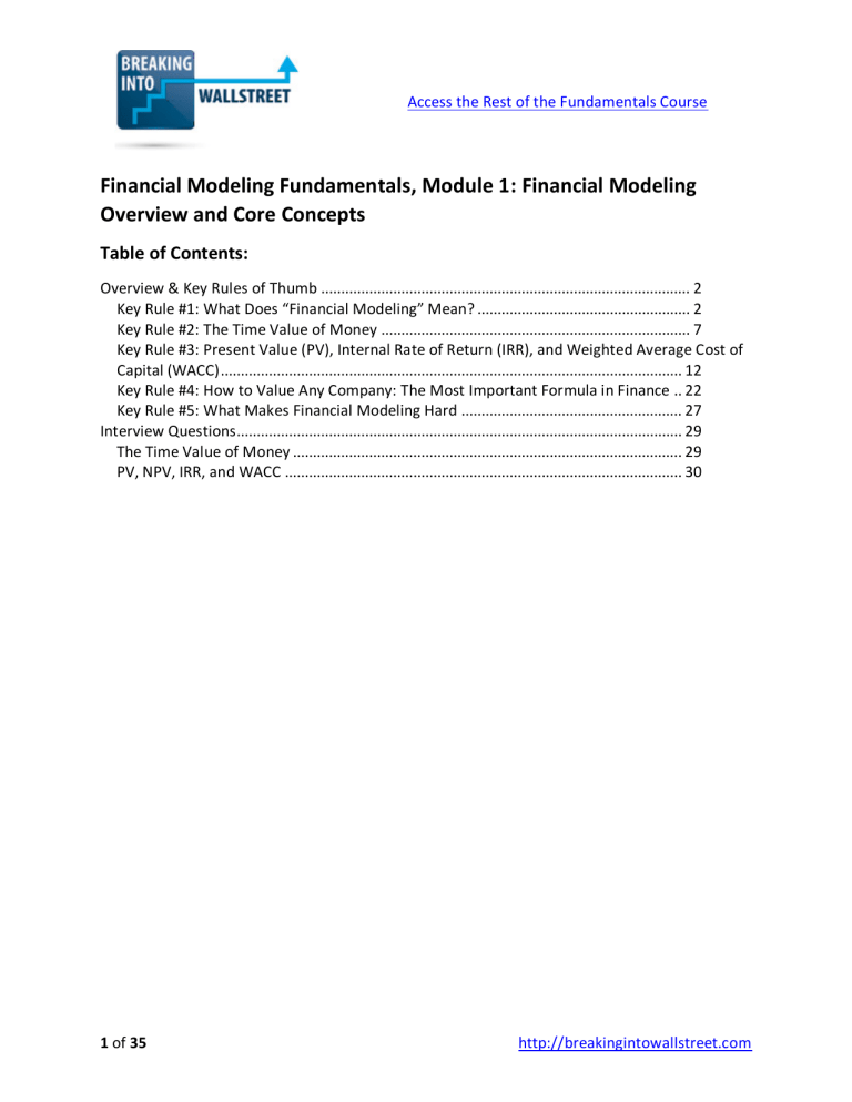 Financial Modeling Fundamentals: Core Concepts