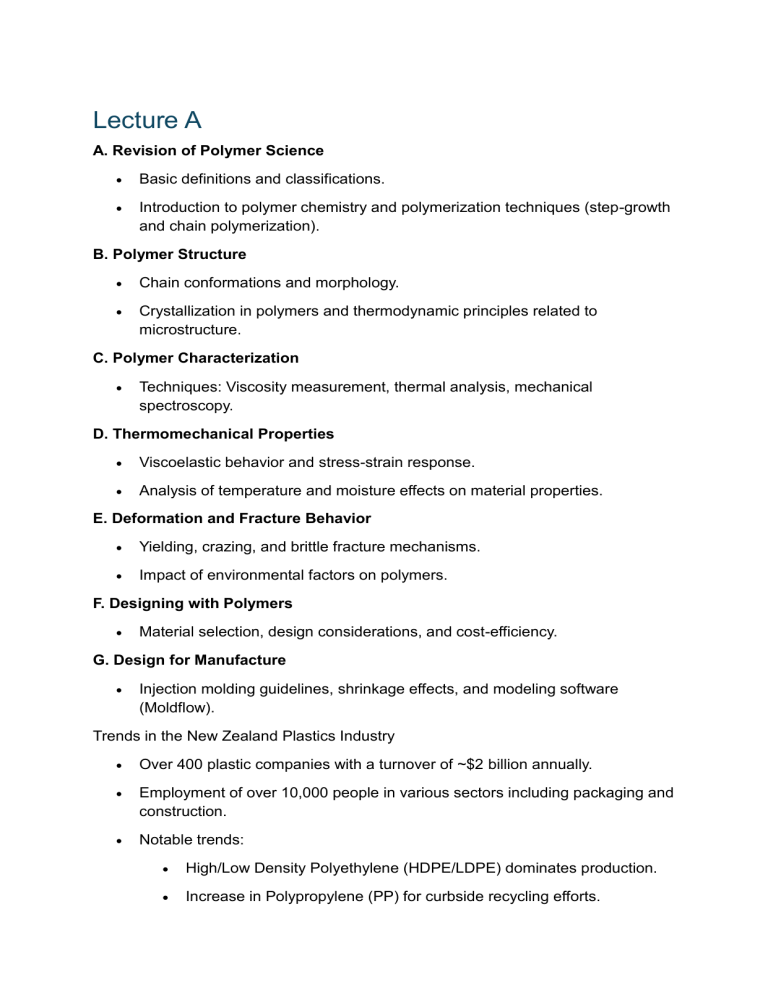 Polymer Science & Engineering Lecture Notes