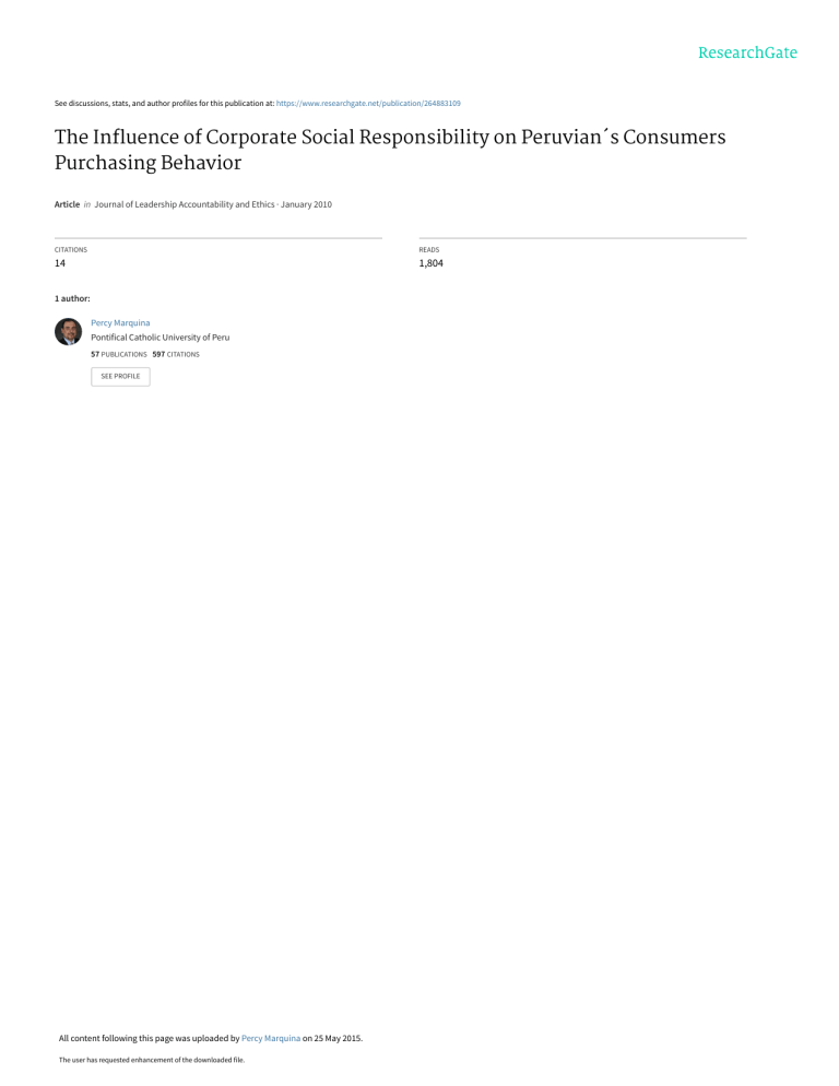 CSR & Consumer Behavior in Peru: A Purchasing Study