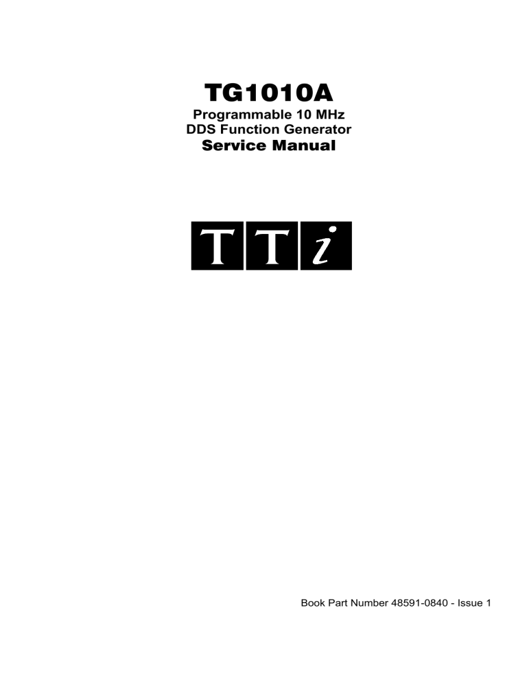 TG1010A Function Generator Service Manual