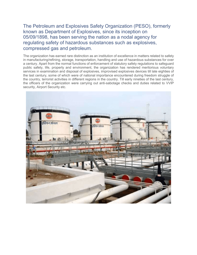 PESO: Petroleum & Explosives Safety in India