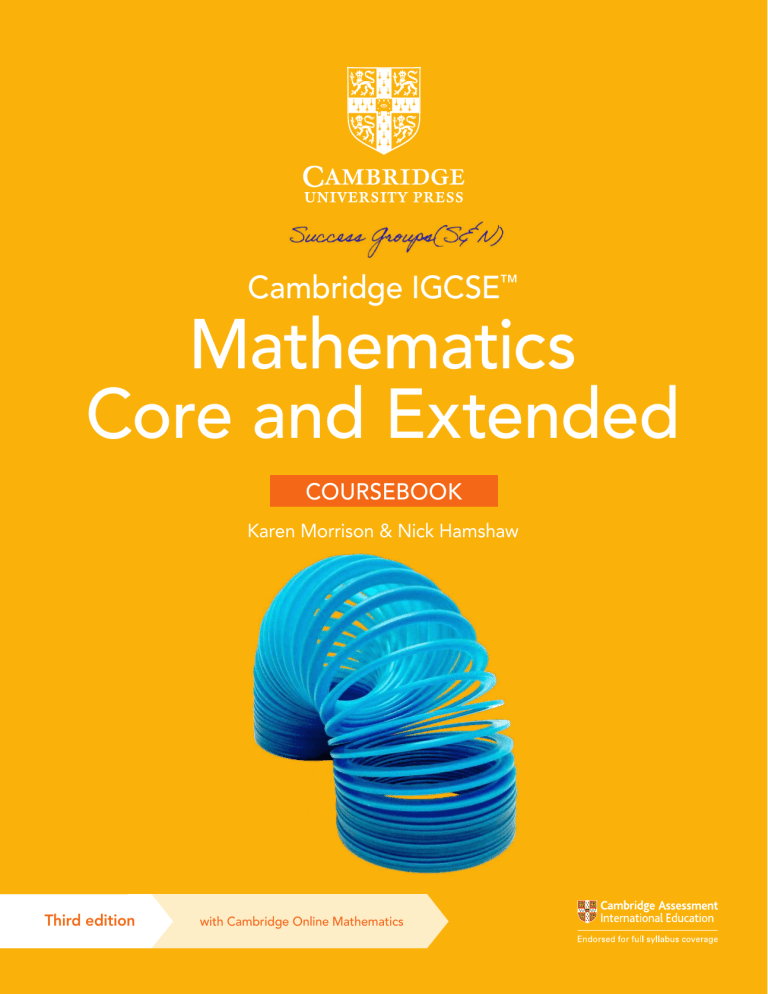 Cambridge IGCSE Mathematics Coursebook: Core & Extended Edition