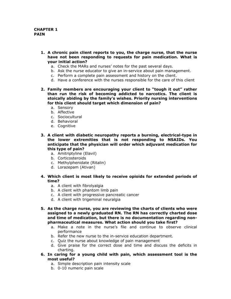 Nursing Pain Management: Practice Questions & Rationales for Nurses