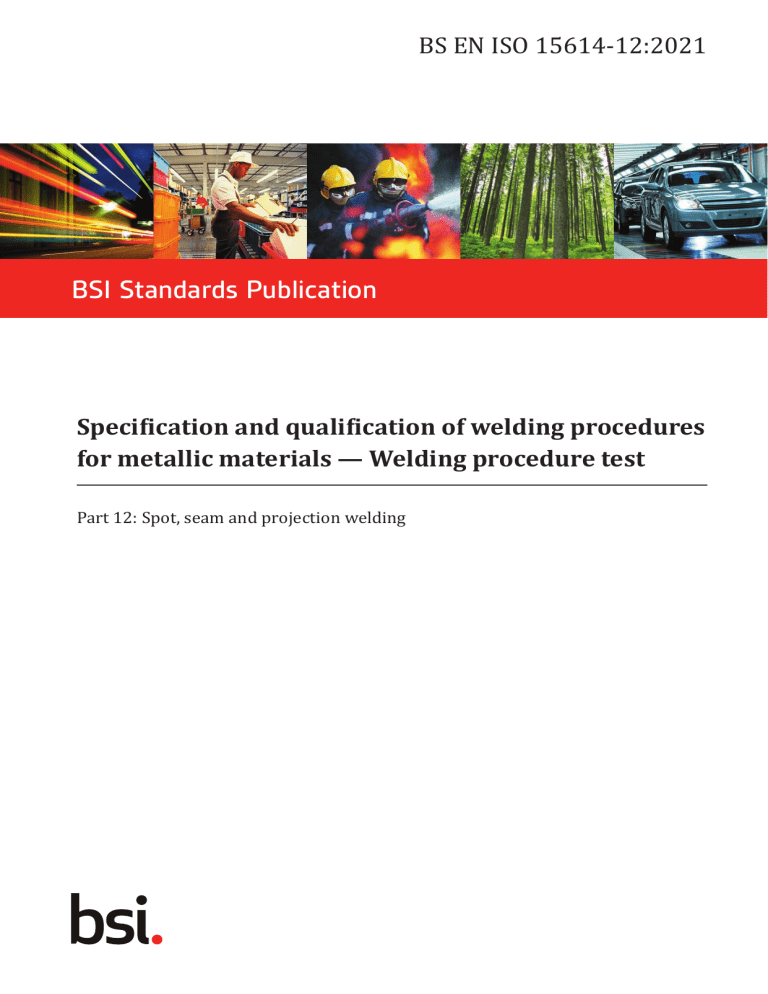 BS EN ISO 15614-12:2021 Welding Procedure Qualification