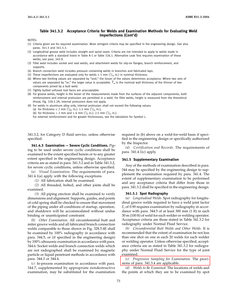 ASME B31.3 Welding Examination & Acceptance Criteria